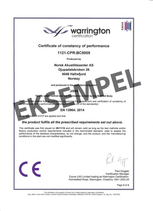 CE sertifisering - Norsk Akustikksenter
